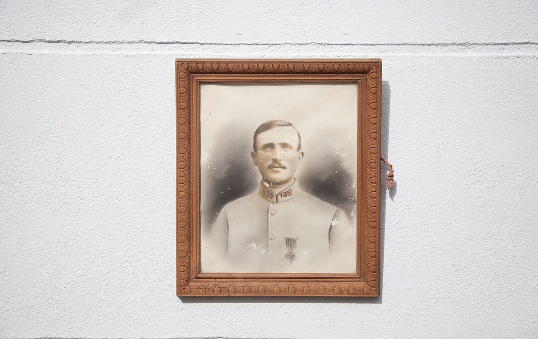 Frame With Military Portrait, Old Wooden Frame of a Military Man, Wall ...