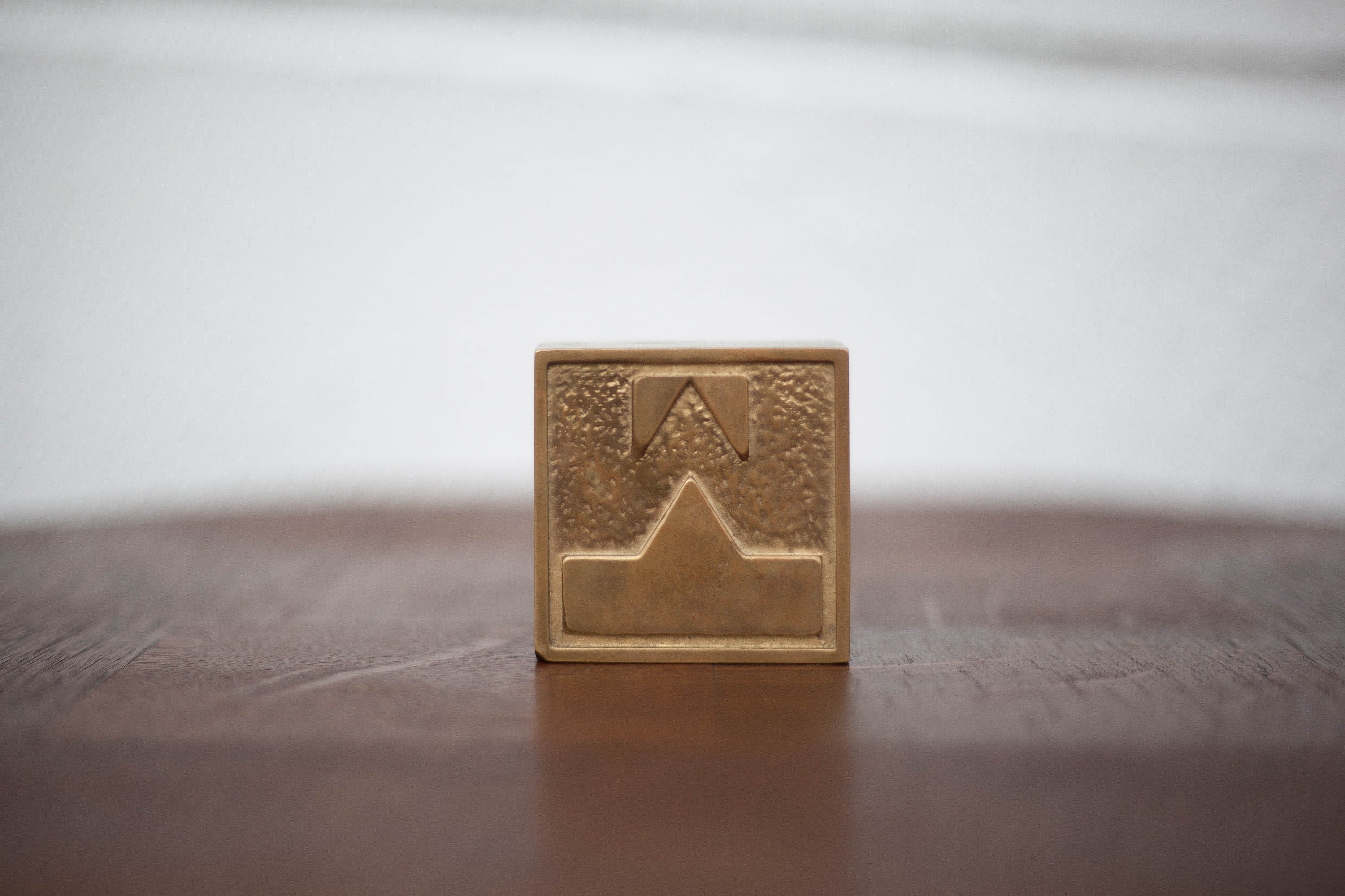 Golden Bronze Paperweight, Bronze Matrix or Mold, Geometric Logo ...