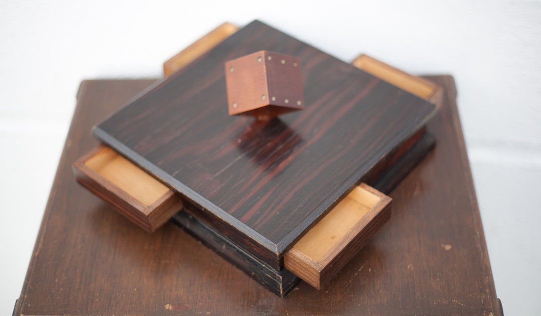 Wooden Box With Compartments, Jewelry Box, Game Box, Rotating Die ...