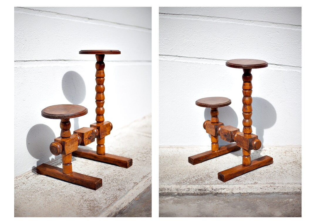 Vintage Plant Holder, Plant Support 2 Pots, Wood, Wooden Saddle, Plant ...