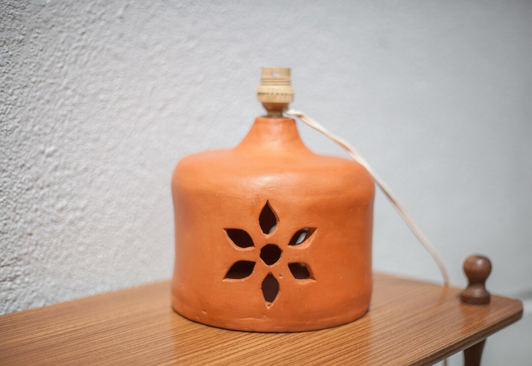 Openwork Terracotta Lamp Base, Terracotta Lamp, Pottery, Artisanal Lamp ...