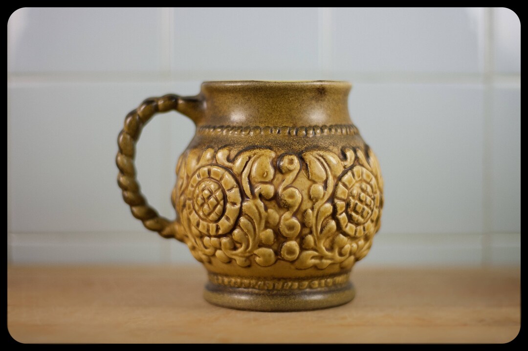 Jasba Ceramic Vase From West Germany, Floral Motif, Flower Pot, Pottery ...