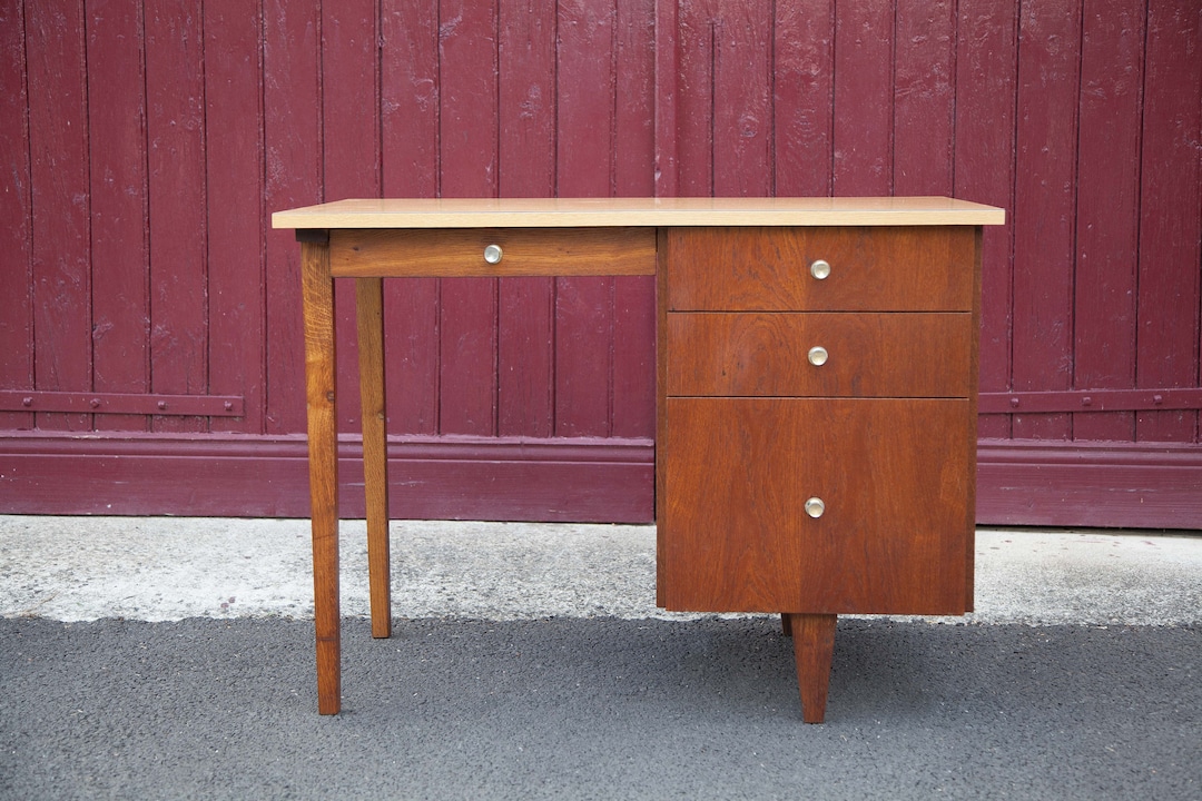 Vintage 70s Desk, Wood and Formica Desk, Wooden Furniture, Vintage ...
