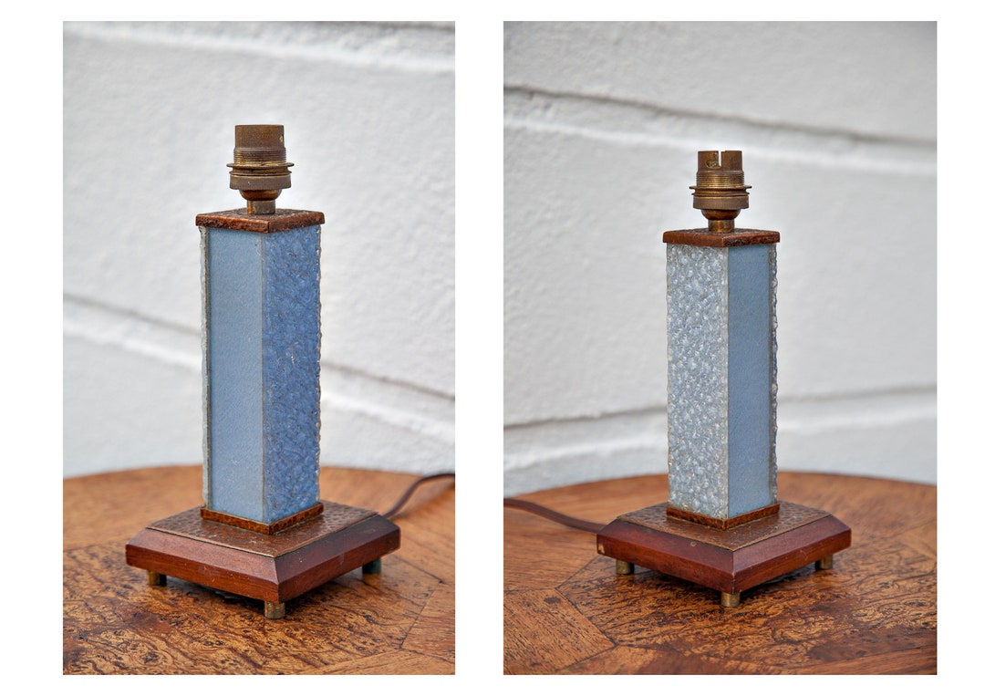 Art Deco Lamp Base, Wood Glass and Copper Lamp Base, Table Lamp, Art ...