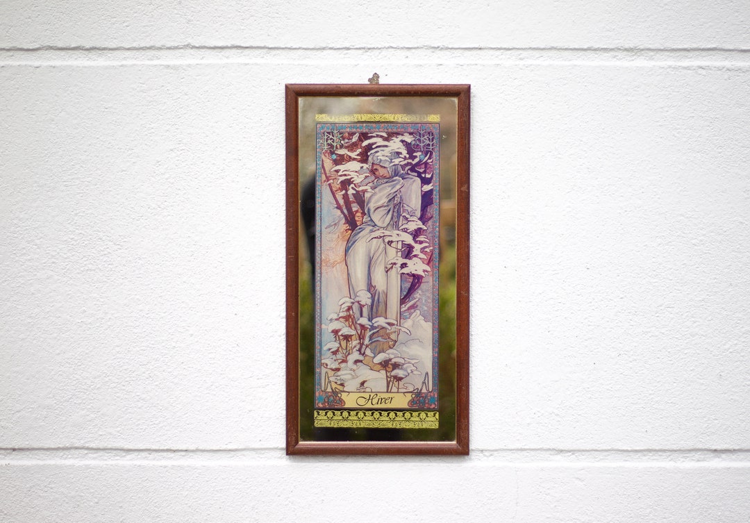 Vintage Mucha Mirror, 70s, Belle Epoque, Mucha Illustration, Season ...