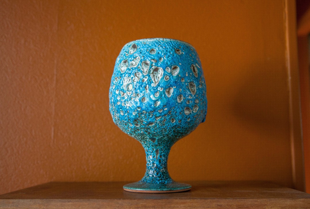 Fat Lava Turquoise Ceramic Bowl, Blue Crater Ceramic Vase, Turquoise ...