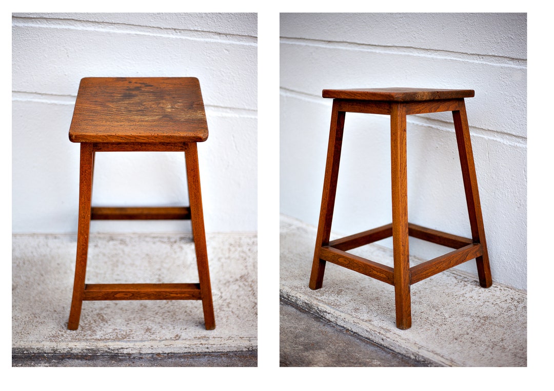 Vintage High Stool, Wooden Bar Stool, Wooden Stool, Industrial Stool ...