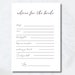 Advice for the Bride Printable Bridal Shower Game Simple, Modern Advice ...