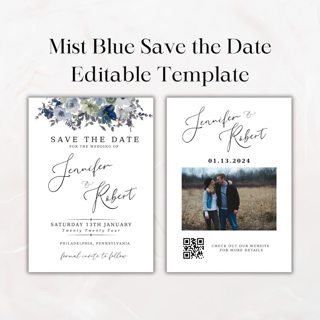 Mist Blue Save the Date Wedding Template, Mist Blue Wedding, Save the ...