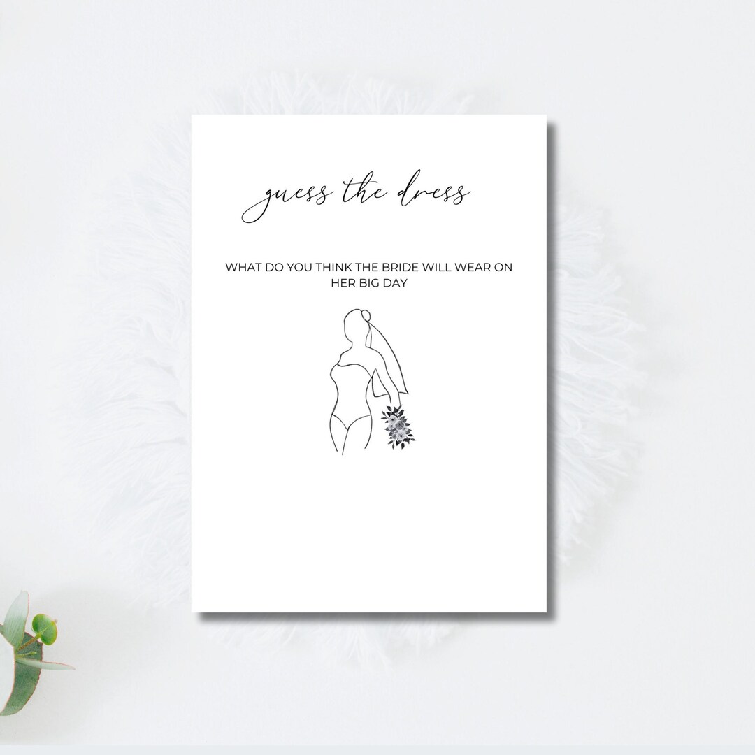 Simple Guess the Dress Bridal Shower Game, Guess the Dress Printable ...