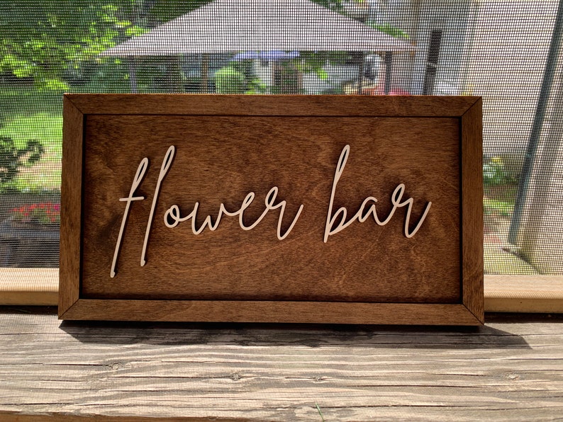 Rustic Wood Floral Bar Sign for Weddings, Bridal Showers, and Baby ...