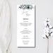 Blue Wedding Menu Editable Template, Blue Floral Wedding Menu Template ...