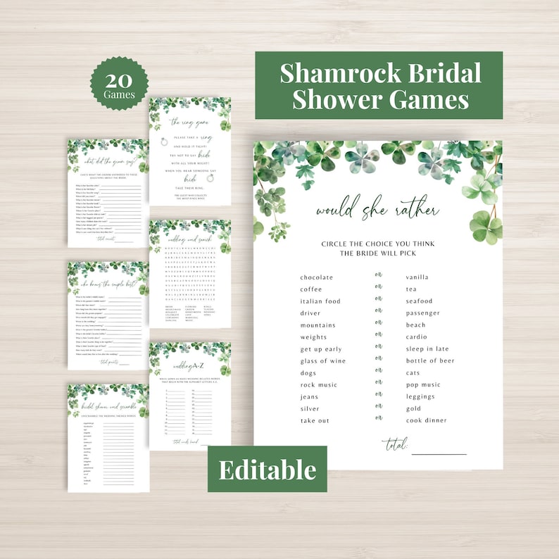 St Patricks Day Bridal Shower Games, Shamrock Wedding Games, St ...