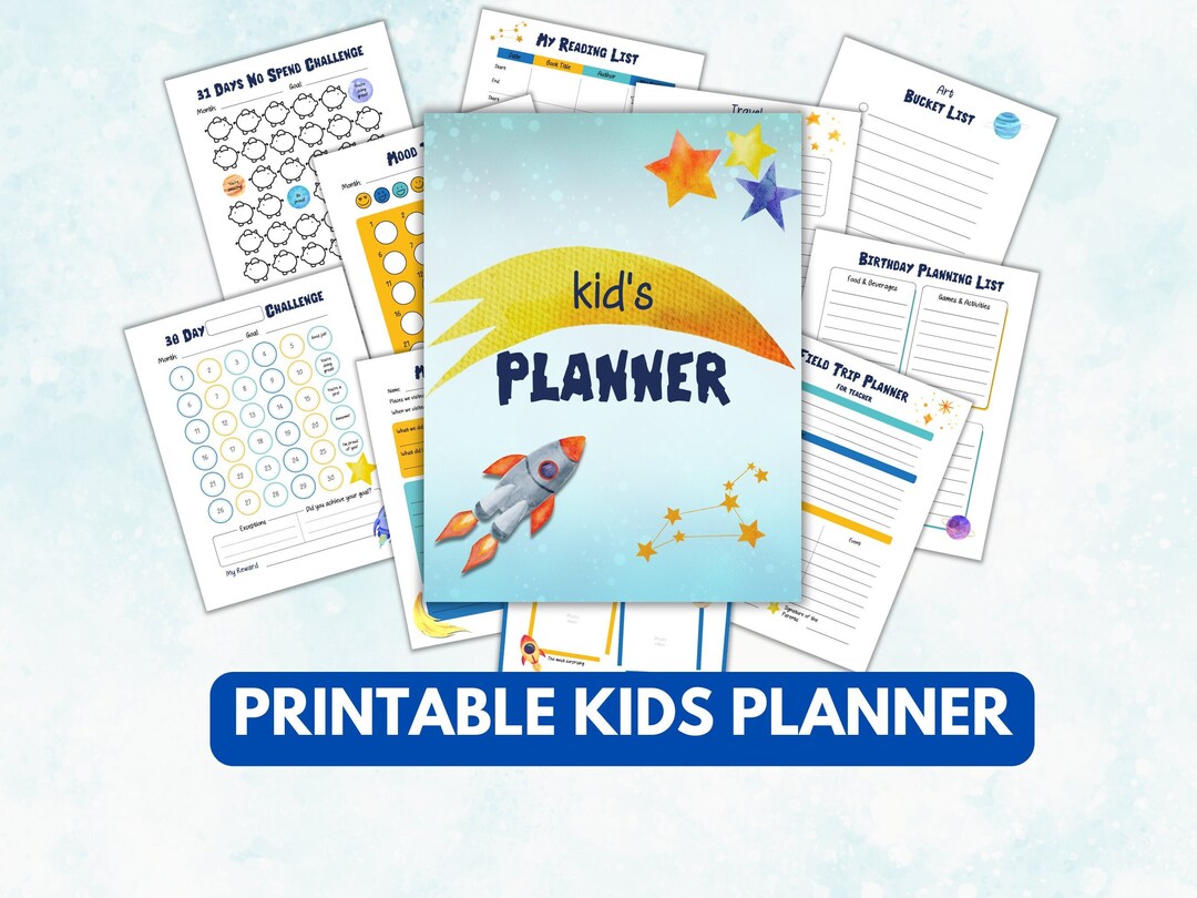 Space Themed Kid's Planner, Printable Kid's Planner, Space Planner ...