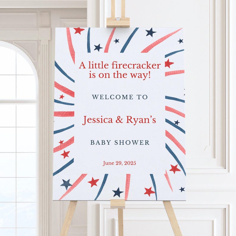 Little Firecracker Baby Shower Template Bundle: Patriotic Party ...
