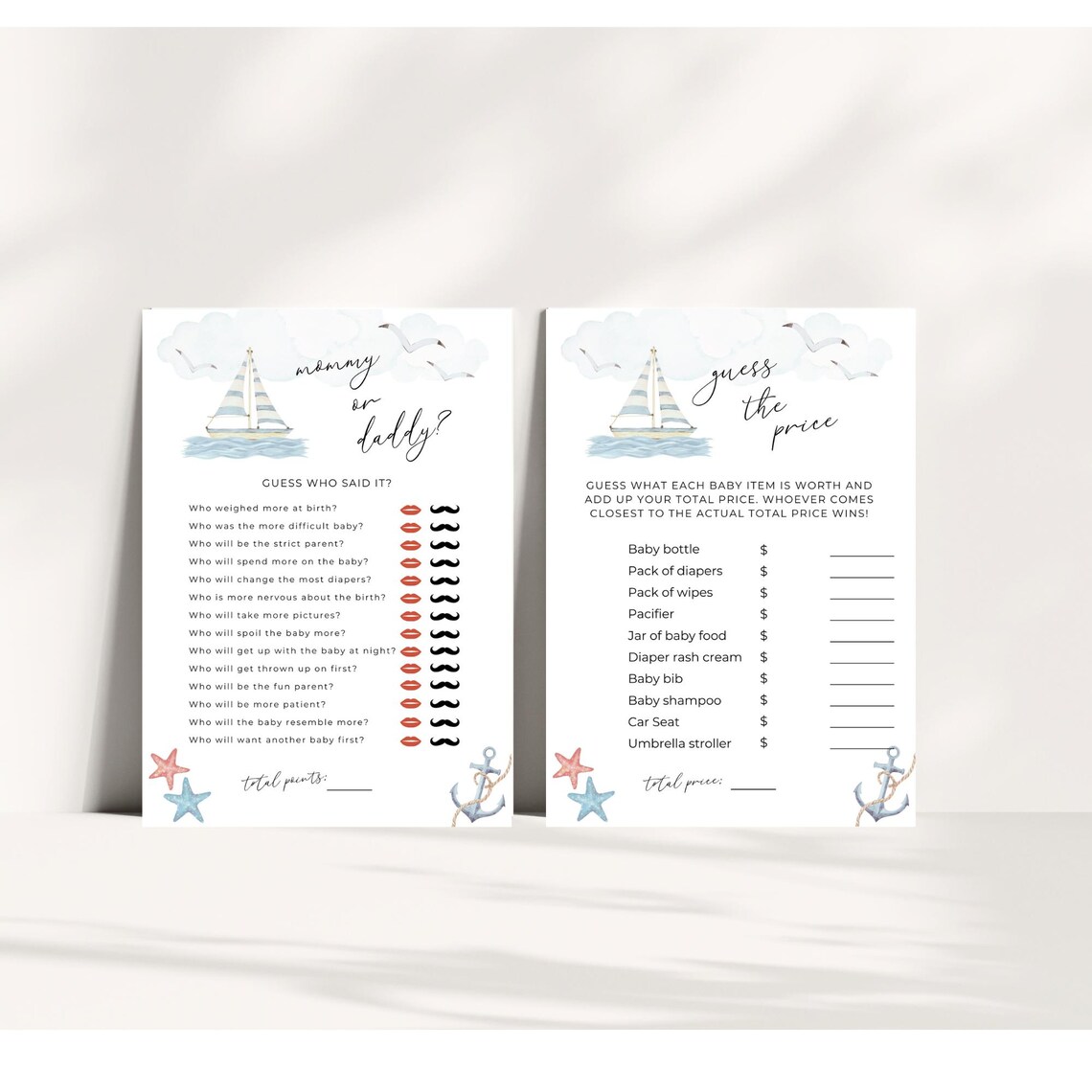 PRINTED Nautical Baby Word Search, Sailboat Baby Games, Choice of 10 ...