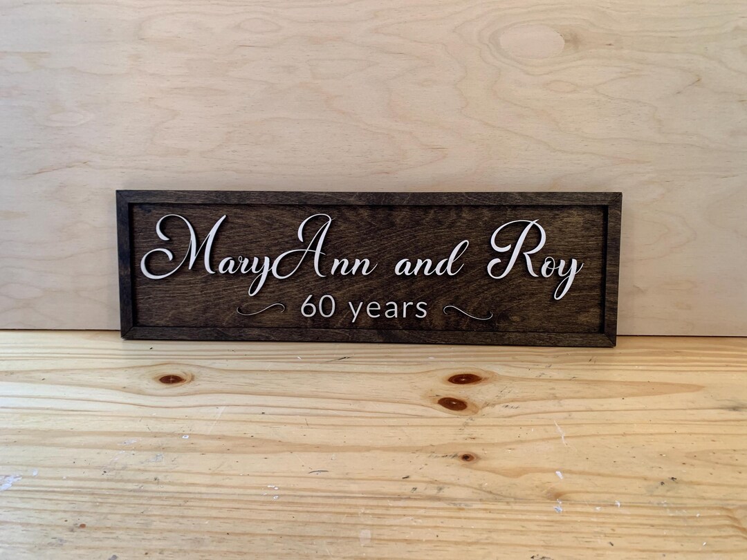Handcrafted Wood Anniversary Sign Custom Name and Years Keepsake ...