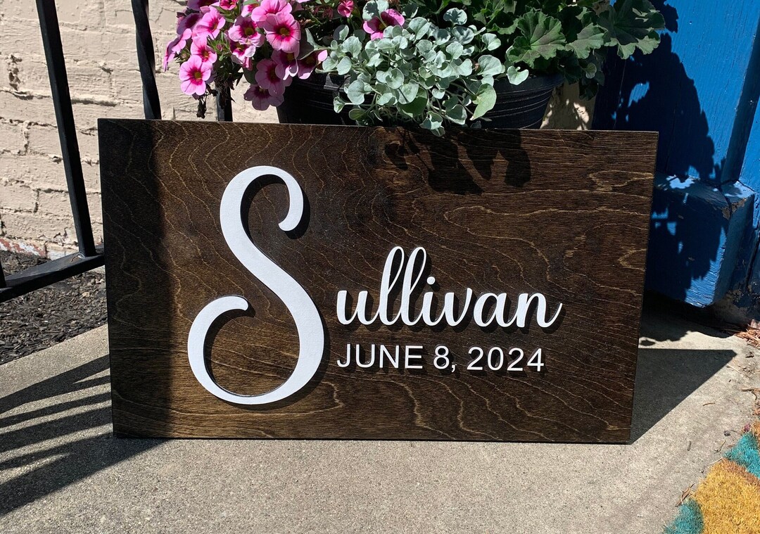 Custom Wooden Wedding Sign With Last Name and Date Rustic Decor ...