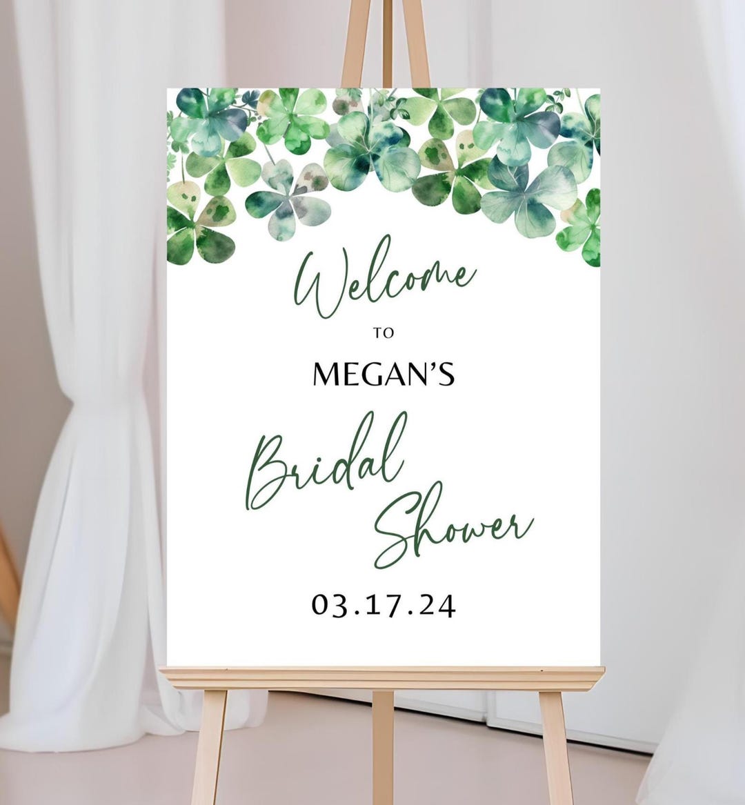 Shamrock Bridal Shower Welcome Sign Template, St Patricks Day Wedding ...
