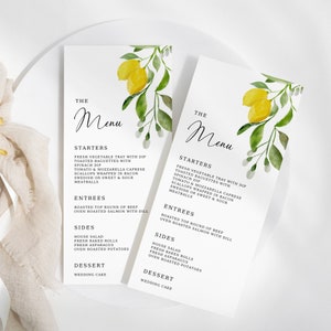 Citrus Wedding Menu Template, Lemon Wedding, Wedding Menu Template ...