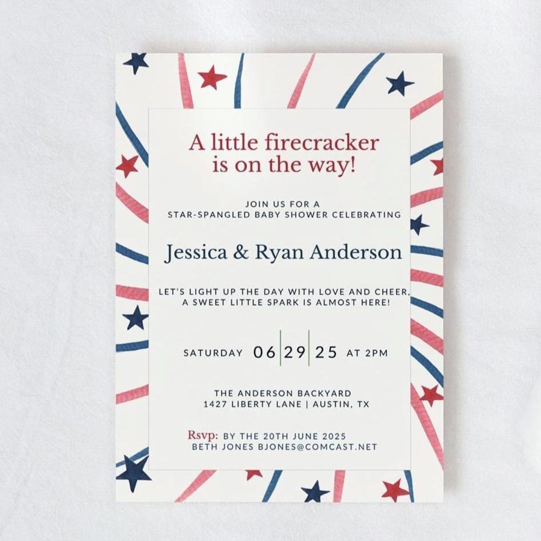 Celebrate With Fireworks! Baby Shower Firecracker Invite - Customizable ...