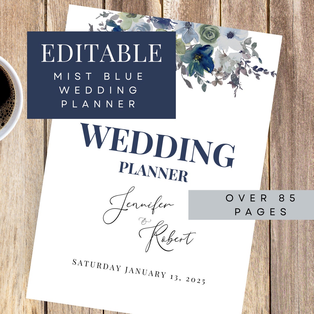 Editable Mist Blue Wedding Planner, Editable Blue Wedding Planner ...