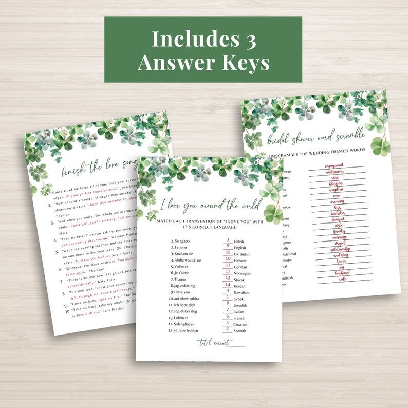 St Patricks Day Bridal Shower Games, Shamrock Wedding Games, St ...