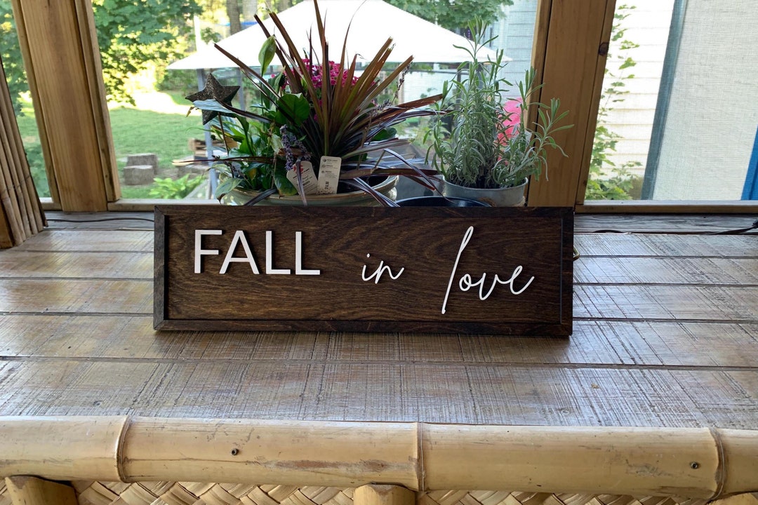 Rustic Fall in Love Wooden Sign Handcrafted Home Decor, Fall in Love ...