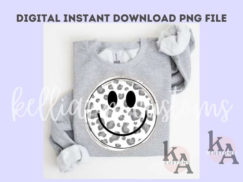Leopard Smiley Face Shirt, Smiley Face PNG, Glitter Shirt Design, Retro ...