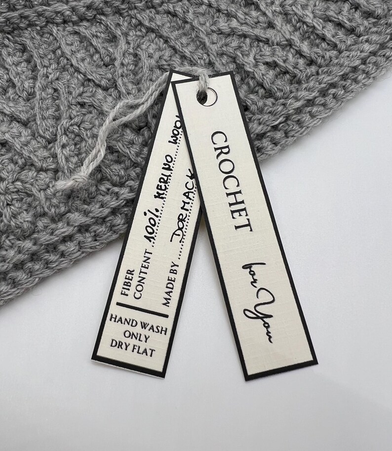 Printable Crochet Labels: Crochet for You. Skinny Garment Care Tags ...