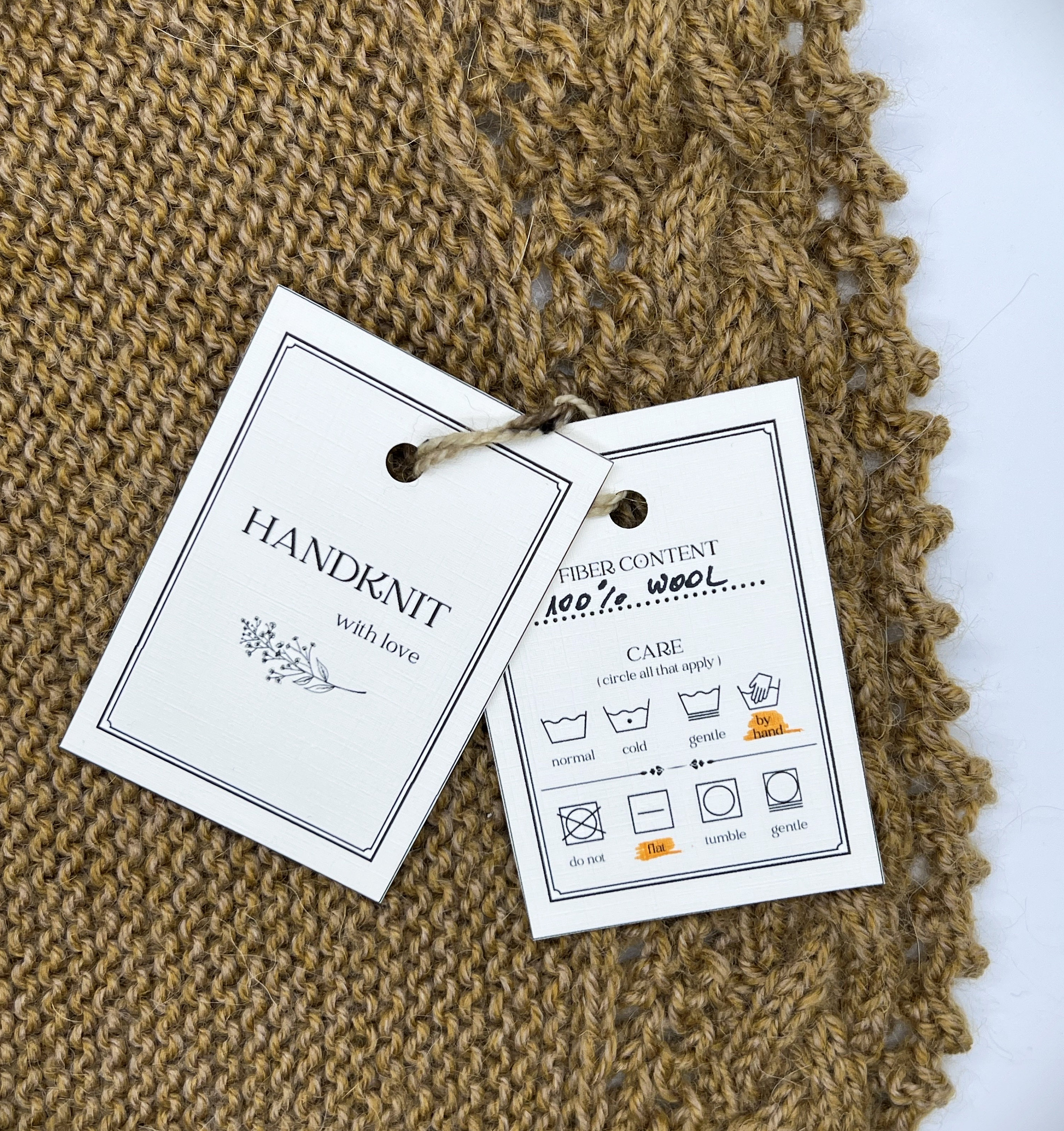 Handknit With Love Care Tags, Printable Knitting Labels, Knitted ...