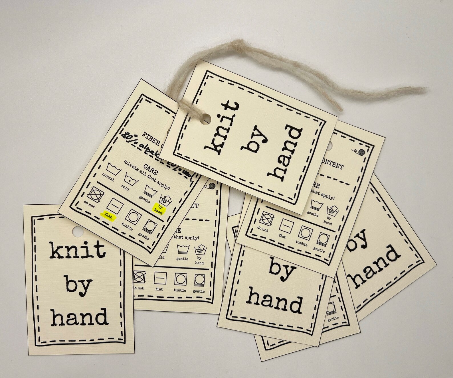 Knit by Hand Care Tags Printable Knitting Labels Knitted - Etsy