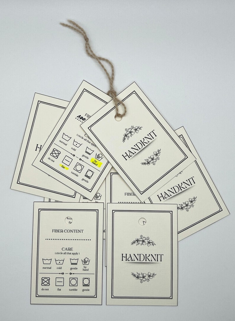 Handknit, Set of Two Pdfs, Wrap Label and Care Tags, Printable Knitting ...