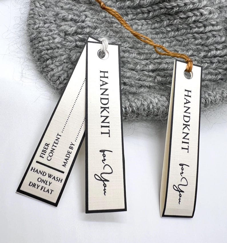 Printable Knitting Labels: Handknit for You. Skinny Garment Care Tags ...