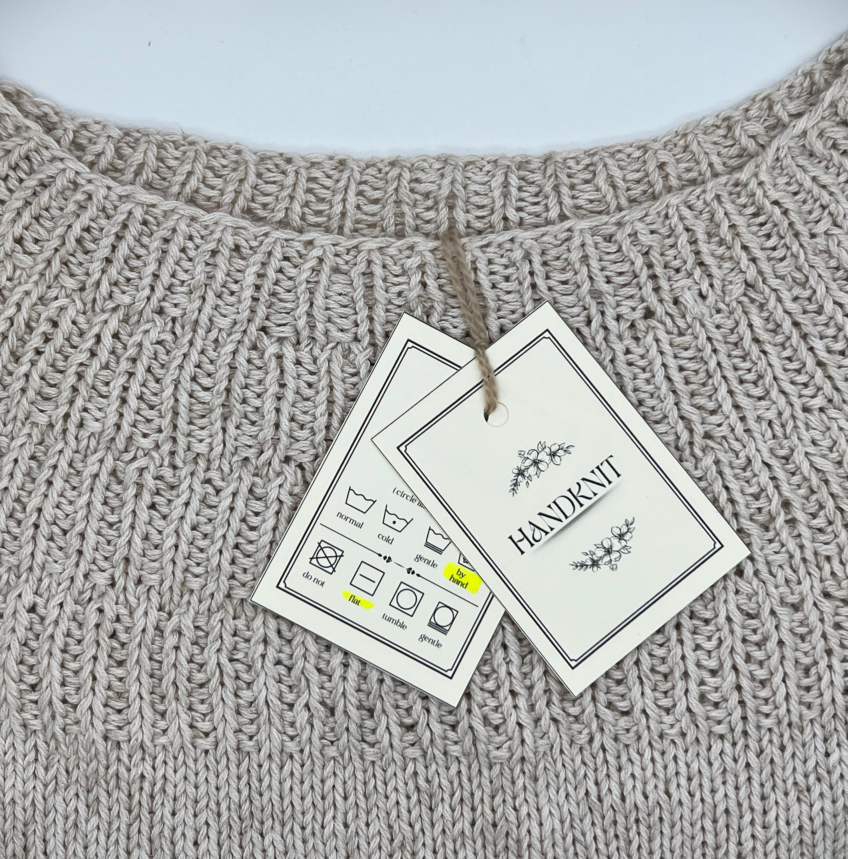 Handknit, Set of Two Pdfs, Wrap Label and Care Tags, Printable Knitting ...