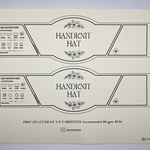 Handknit Hat Label: Printable Knitting Project Tags (PDF) - Etsy