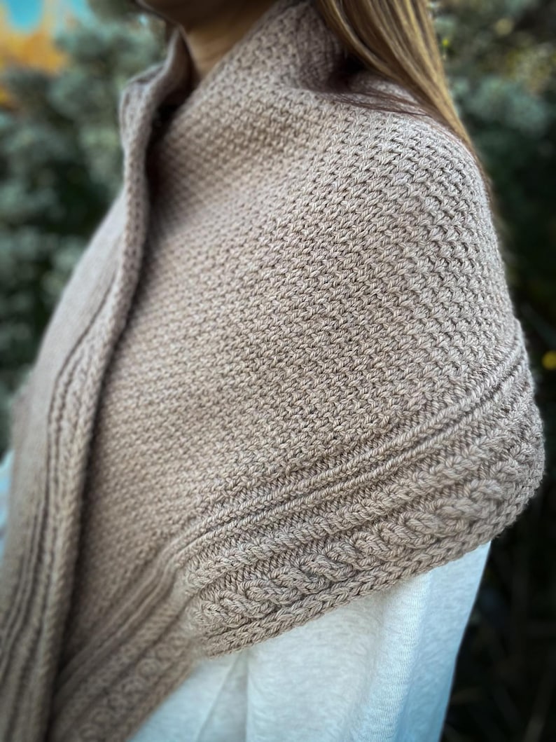 Sigur Wrap Knitting Pattern. Textured Shawl With Cable Edges. Chart and ...