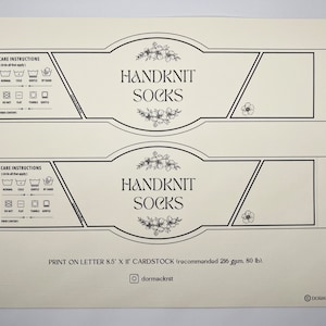 Hand Knit Socks Label: Printable Knitting Tags (PDF) - Etsy