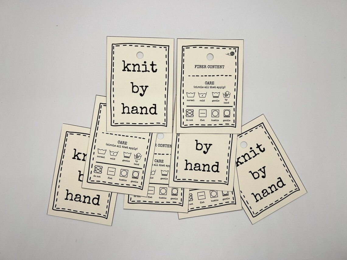 Knit by Hand Care Tags Printable Knitting Labels Knitted - Etsy