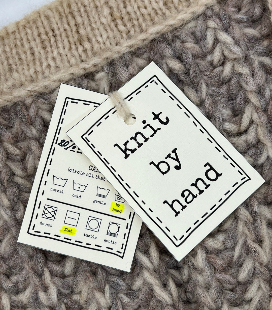 Knit by Hand Care Tags, Printable Knitting Labels, Knitted Clothes ...