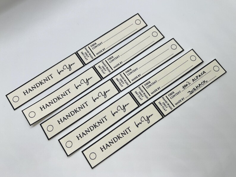 Printable Knitting Labels: Handknit for You. Skinny Garment Care Tags ...