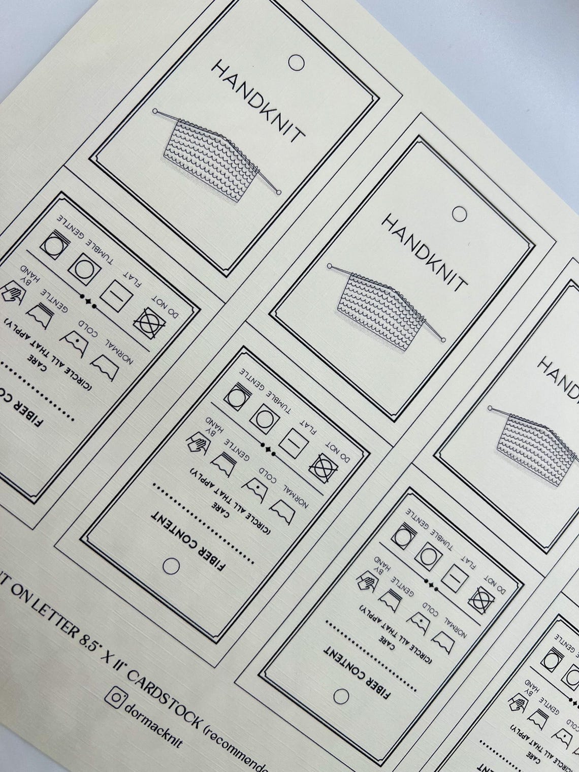 Handknit Care Tag: Printable Knitting Labels (PDF) - Etsy