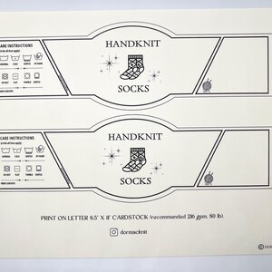Handknit Socks, Printable Knitting Label, Wash Care Instruction, Knits ...