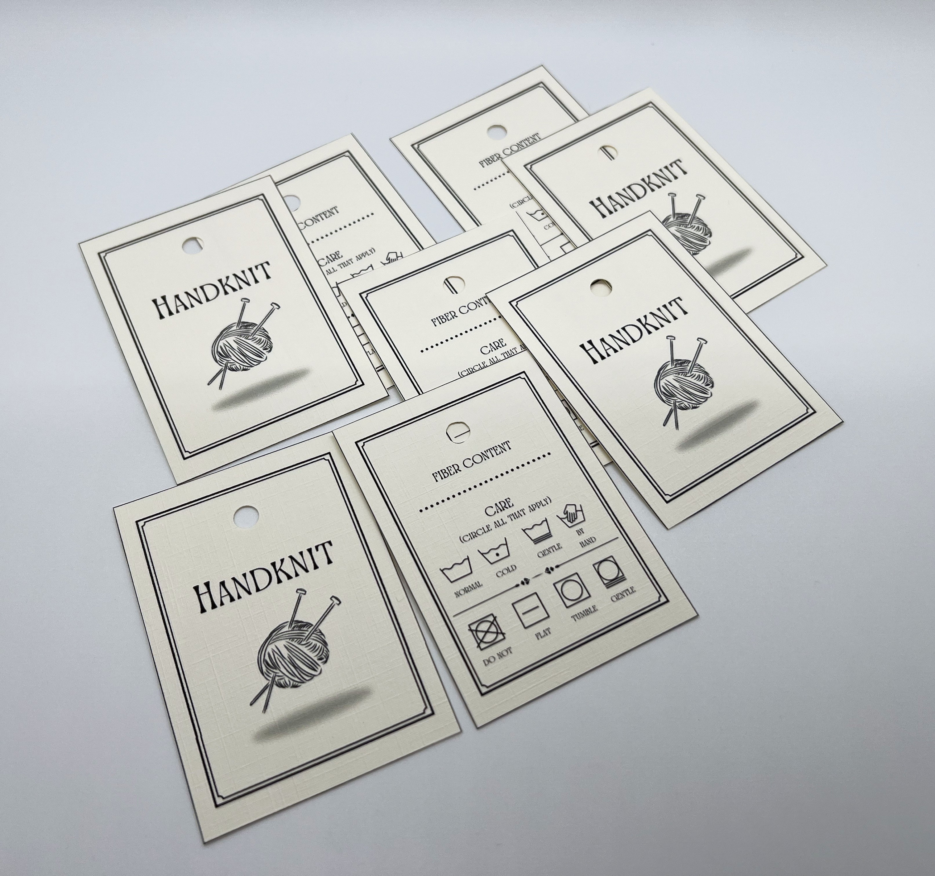 Handknit, Care Tags, Yarn With Needles, Printable Knitting Labels ...