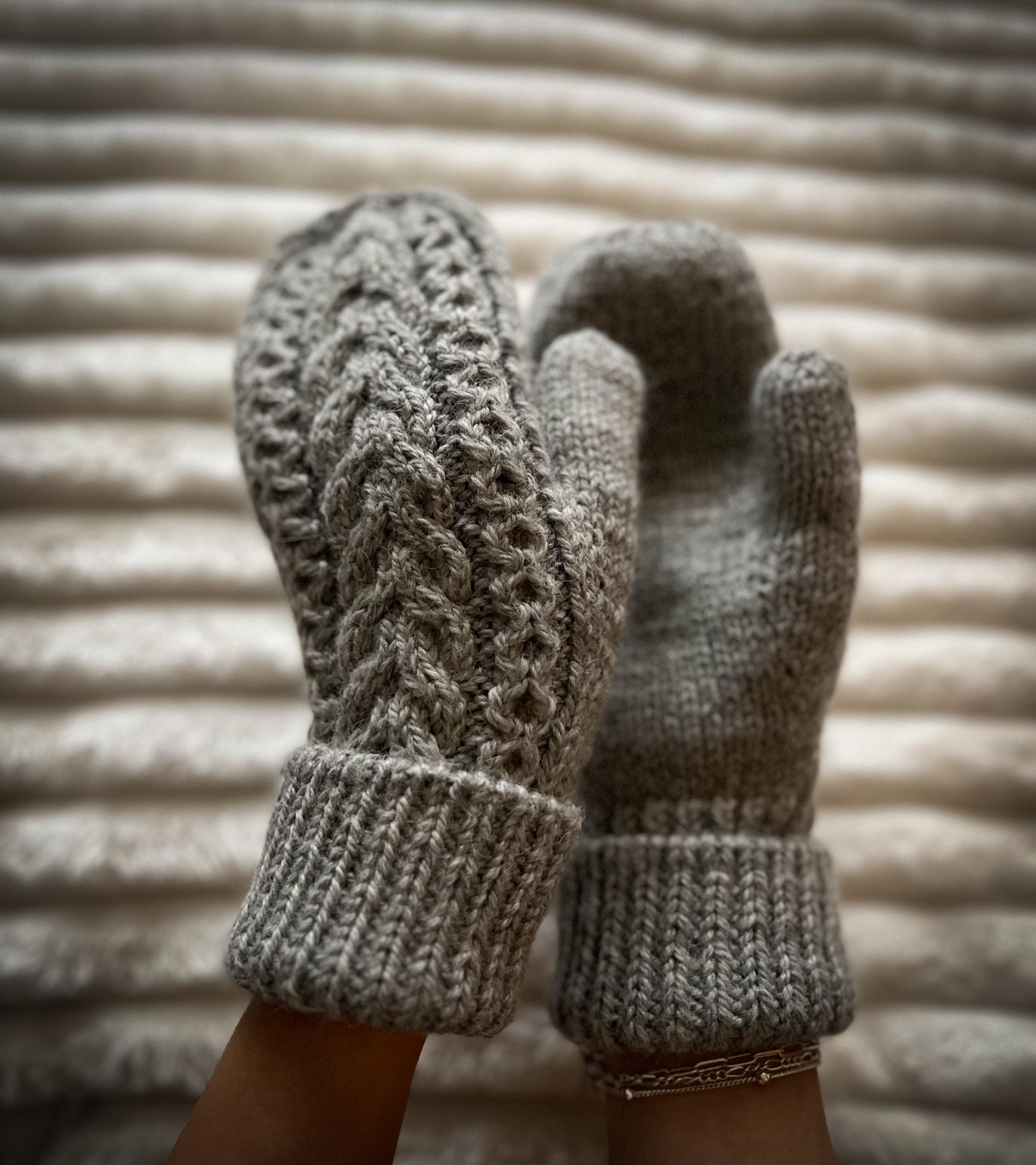 Eskimo Mittens Knitting Pattern: Cable Knit Aran Gloves, Thick Winter ...