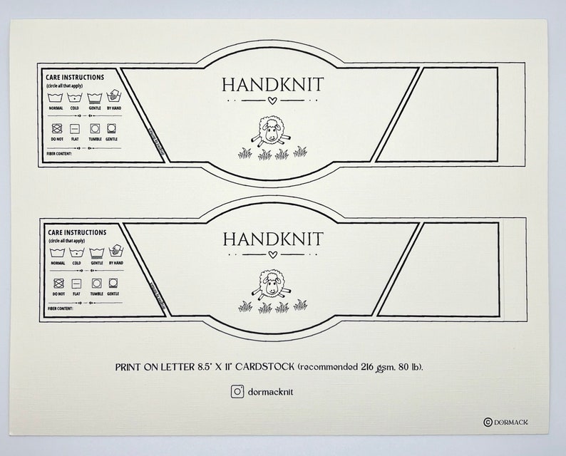 Handknit Label: Printable Knitting Project Wrap (PDF Pattern) - Etsy UK