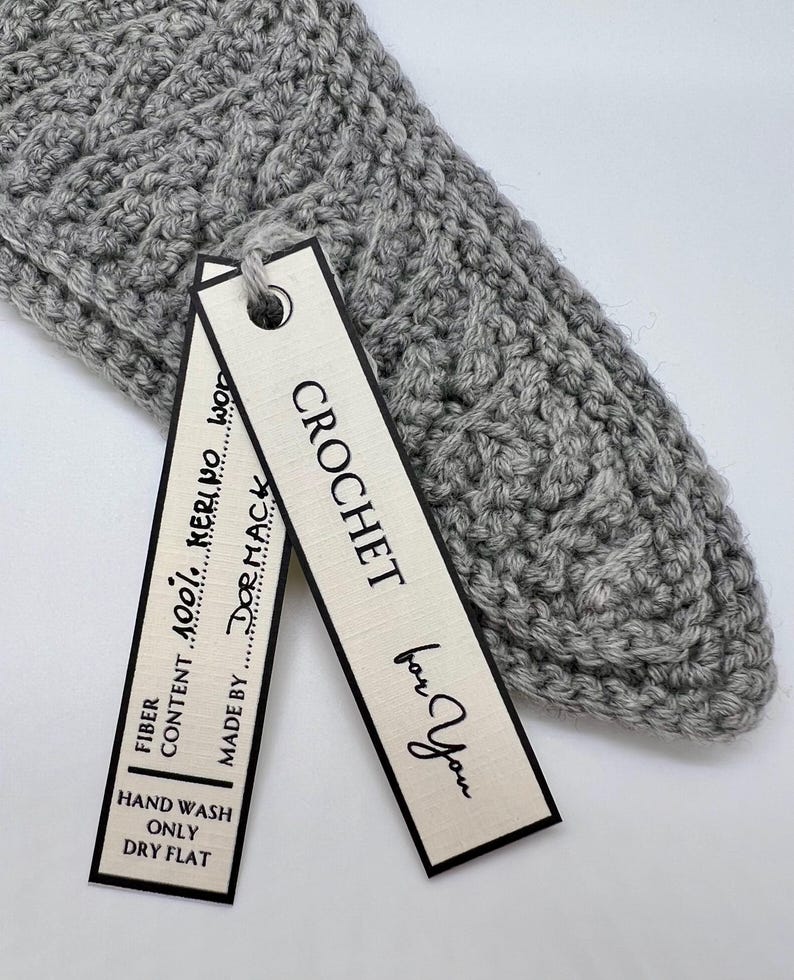 Printable Crochet Labels: Crochet for You. Skinny Garment Care Tags ...