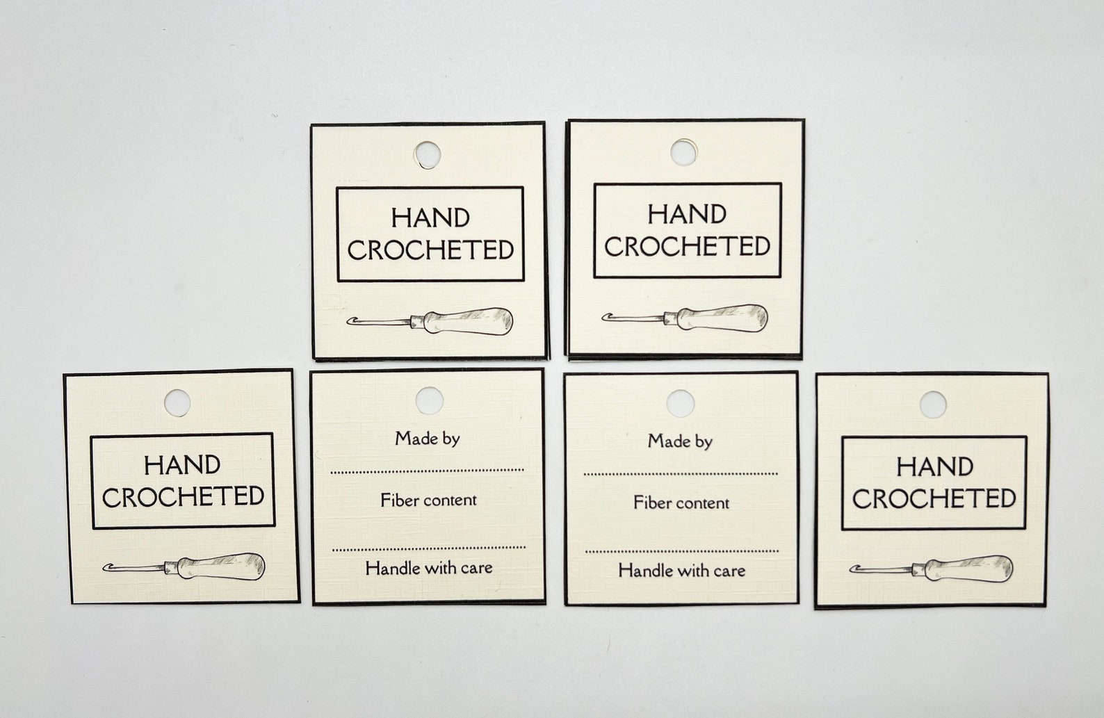 Hand Crocheted, Square Tags, Crochet Hook, Printable Crochet Labels ...
