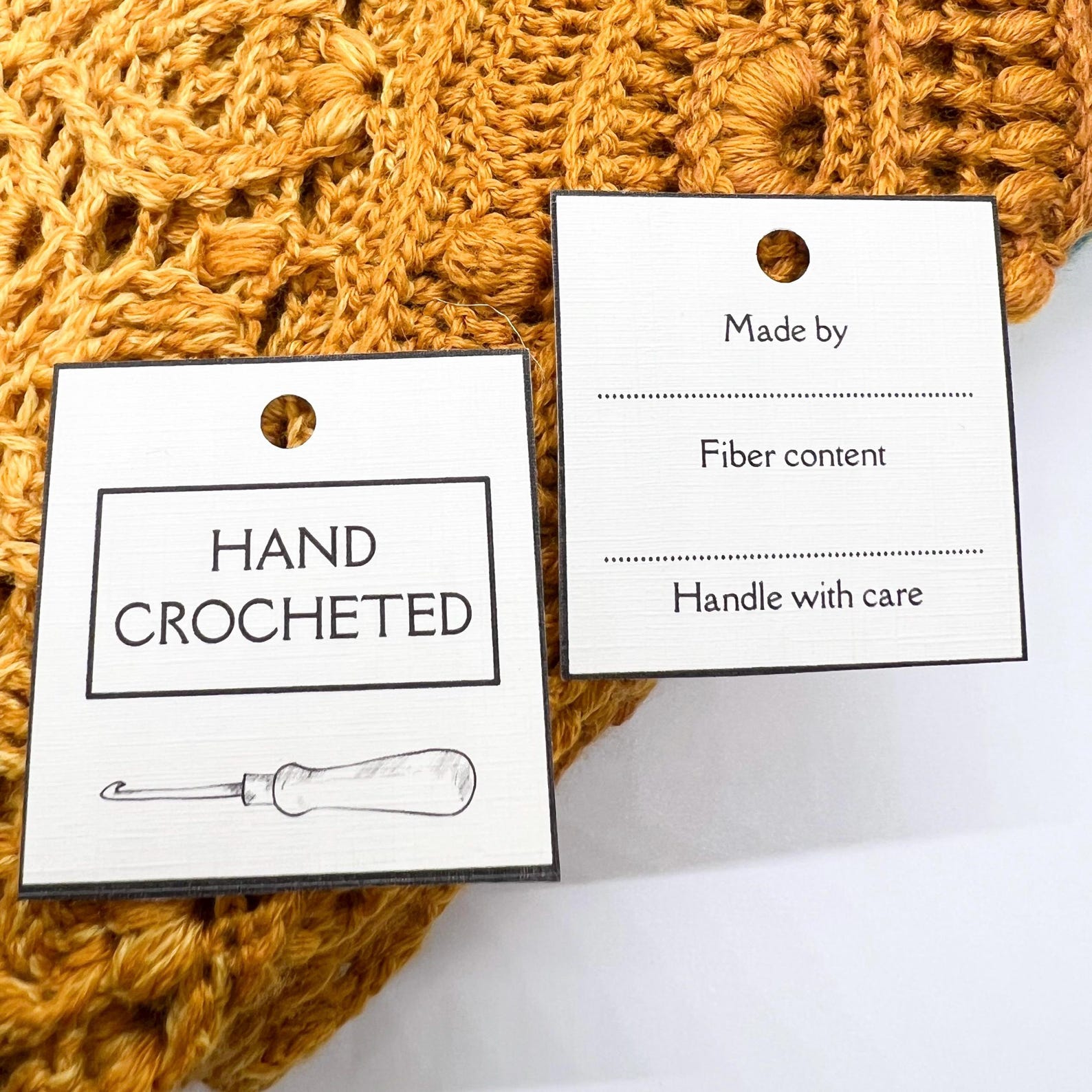 Hand Crocheted, Square Tags, Crochet Hook, Printable Crochet Labels ...
