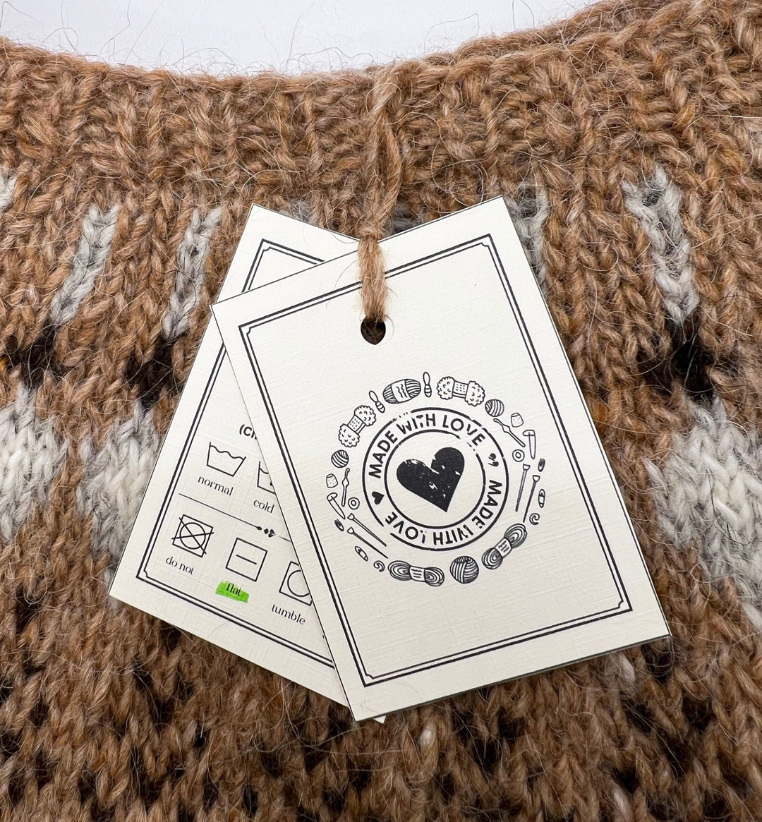 Made With Love Care Tags, Printable Knitting and Crochet Labels, Care ...